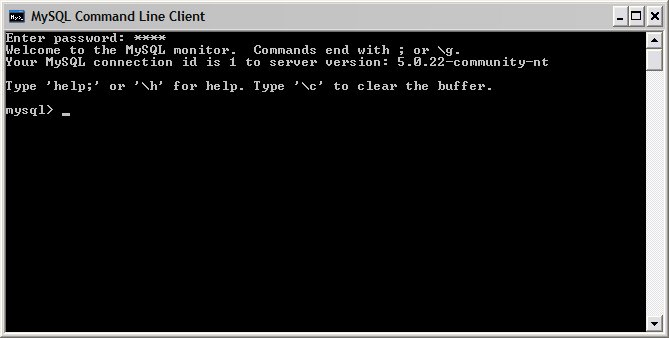 MySQL command line client window